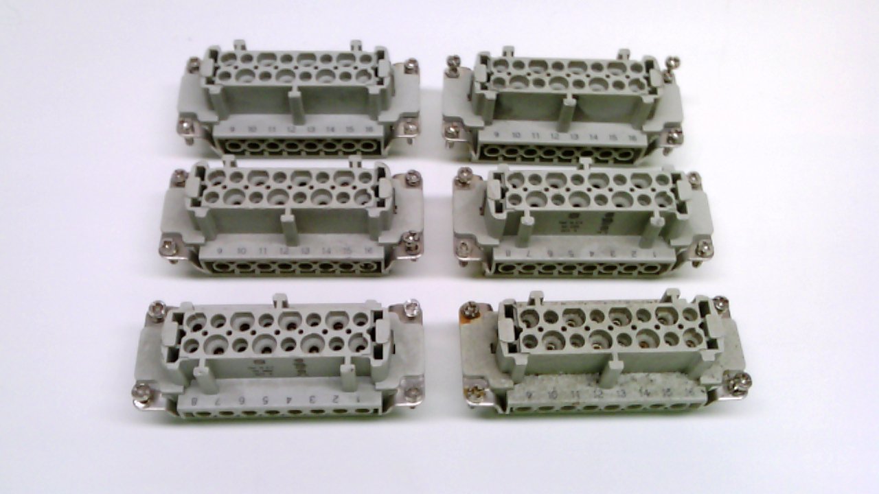 Harting Han 16 E-F - Pack Of 6 - Female 16 Pin Connector Plug 500V Han ...