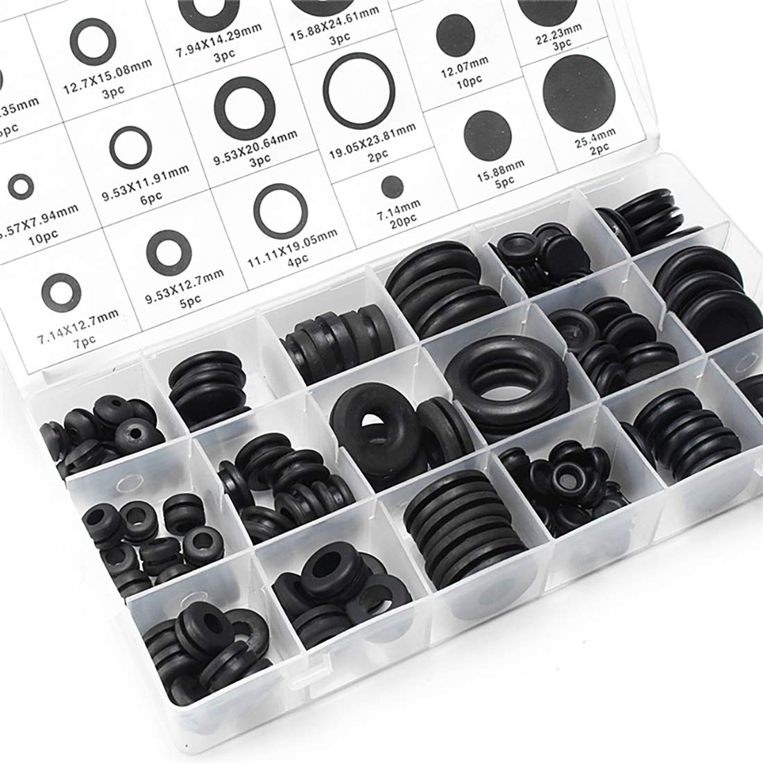 Haotrend 125 Piece Rubber Grommet Eyelet Ring Gasket Assortment ...
