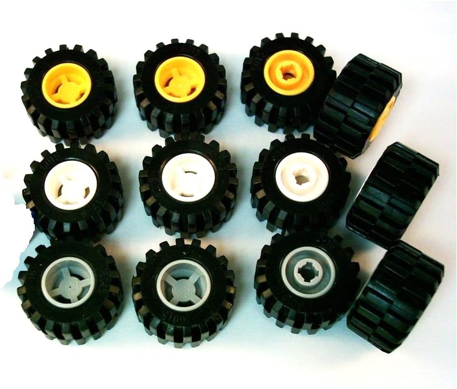 LEGO Tyre Art. 6015 4x with Yellow Rim (Pack of 12), 4x with New Light ...