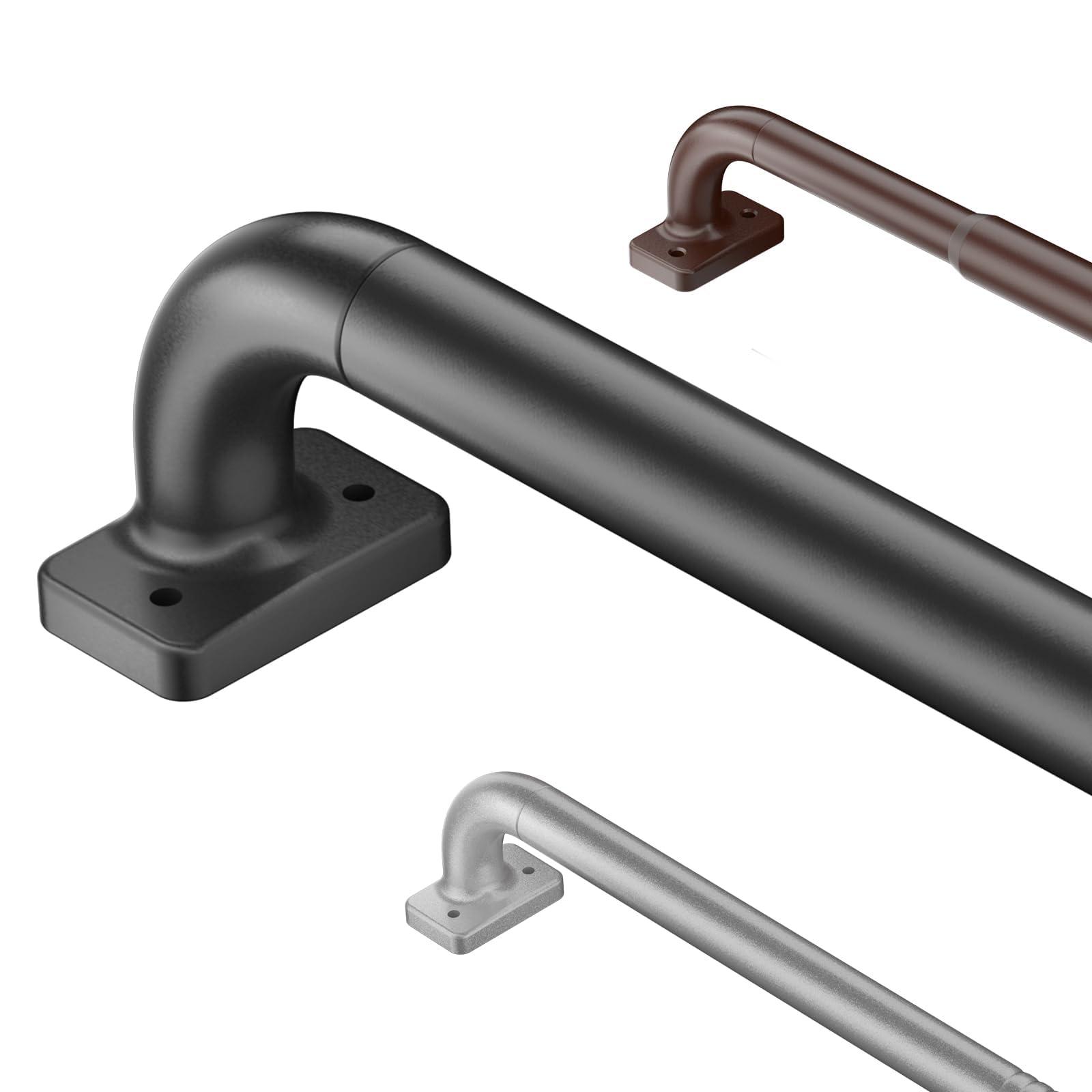 Ycinadou Black Wrap Around Curtain Rod Telescoping with Brackets,1 Inch ...