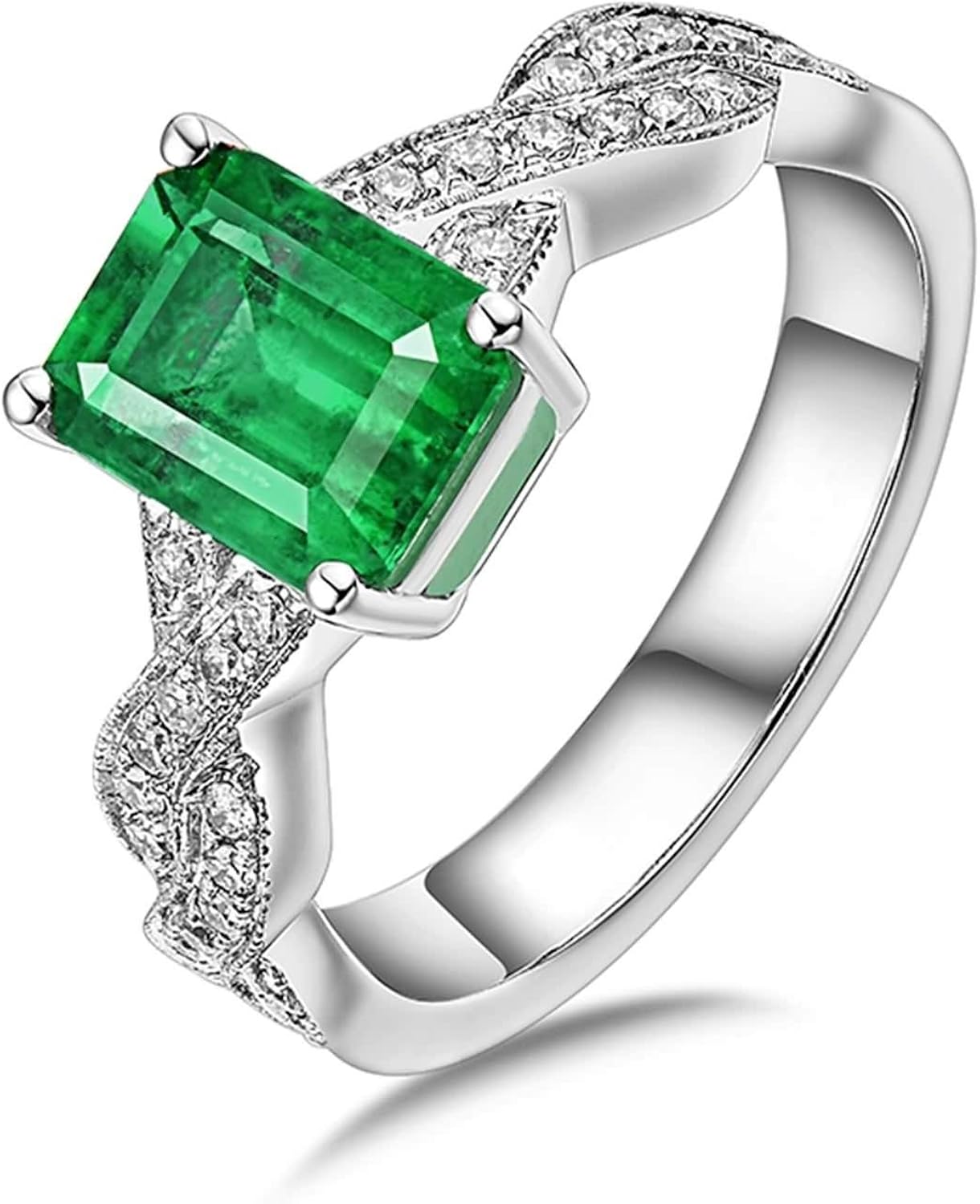 AtHomeShop Auténtica colección de oro blanco de 18 quilates, anillos de ...