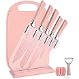 Amazon.com: KoudHug Kitchen Knife Set, 9 pieces Pink Knife Set with ...