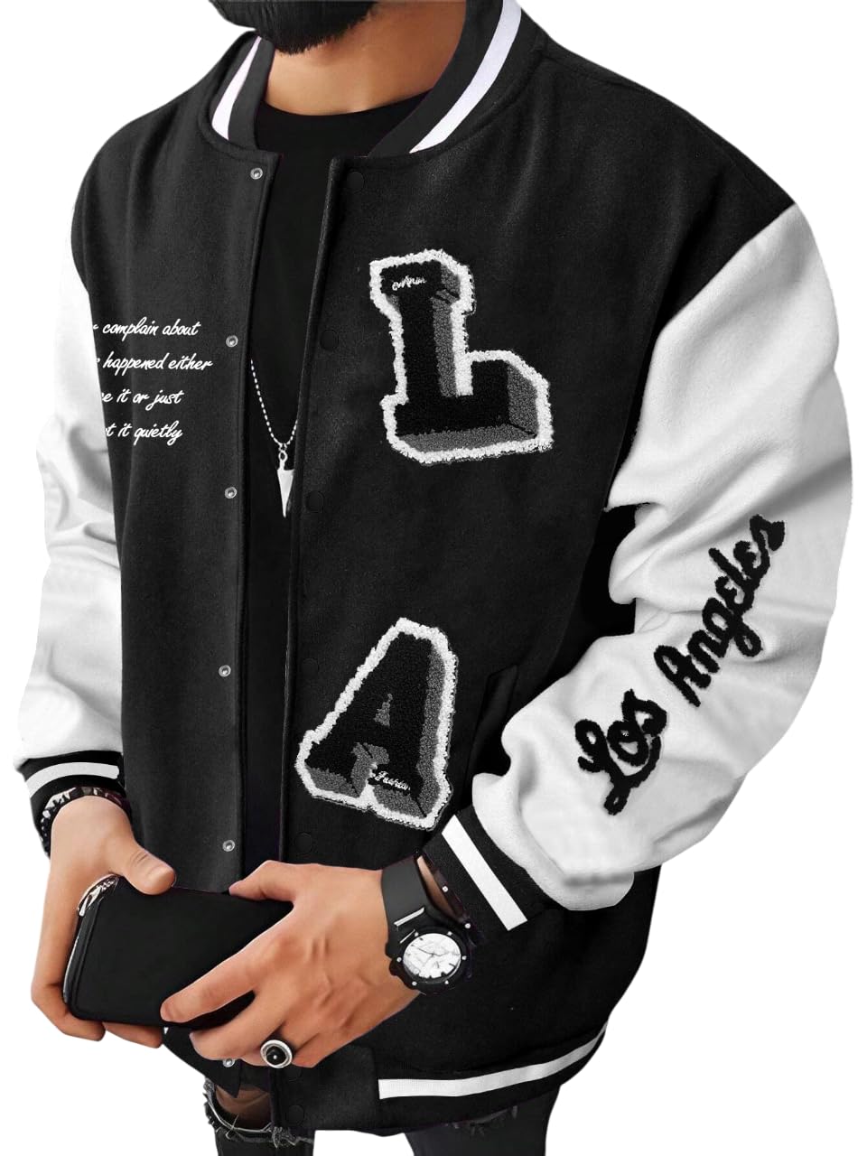 SOLY HUX Men's Varsity Jacket Letterman Bomber Jackets Color Block Long ...