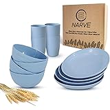 Amazon.com: FOODLE Wheat Straw Dinnerware Sets - (28pcs) Lightweight ...