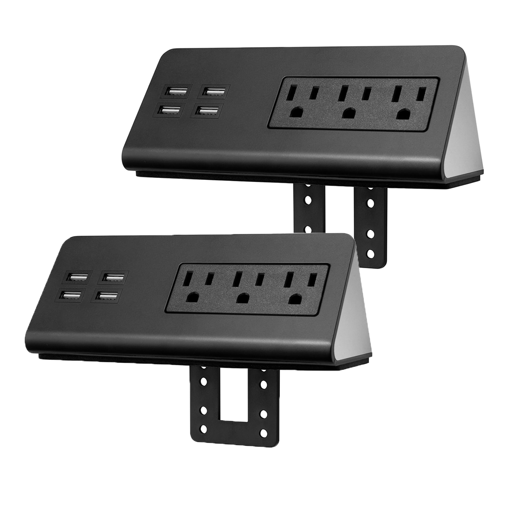 Emerising 2-Pack Desk Edge Mount Power Strips with 4 USB Ports & 3 AC ...