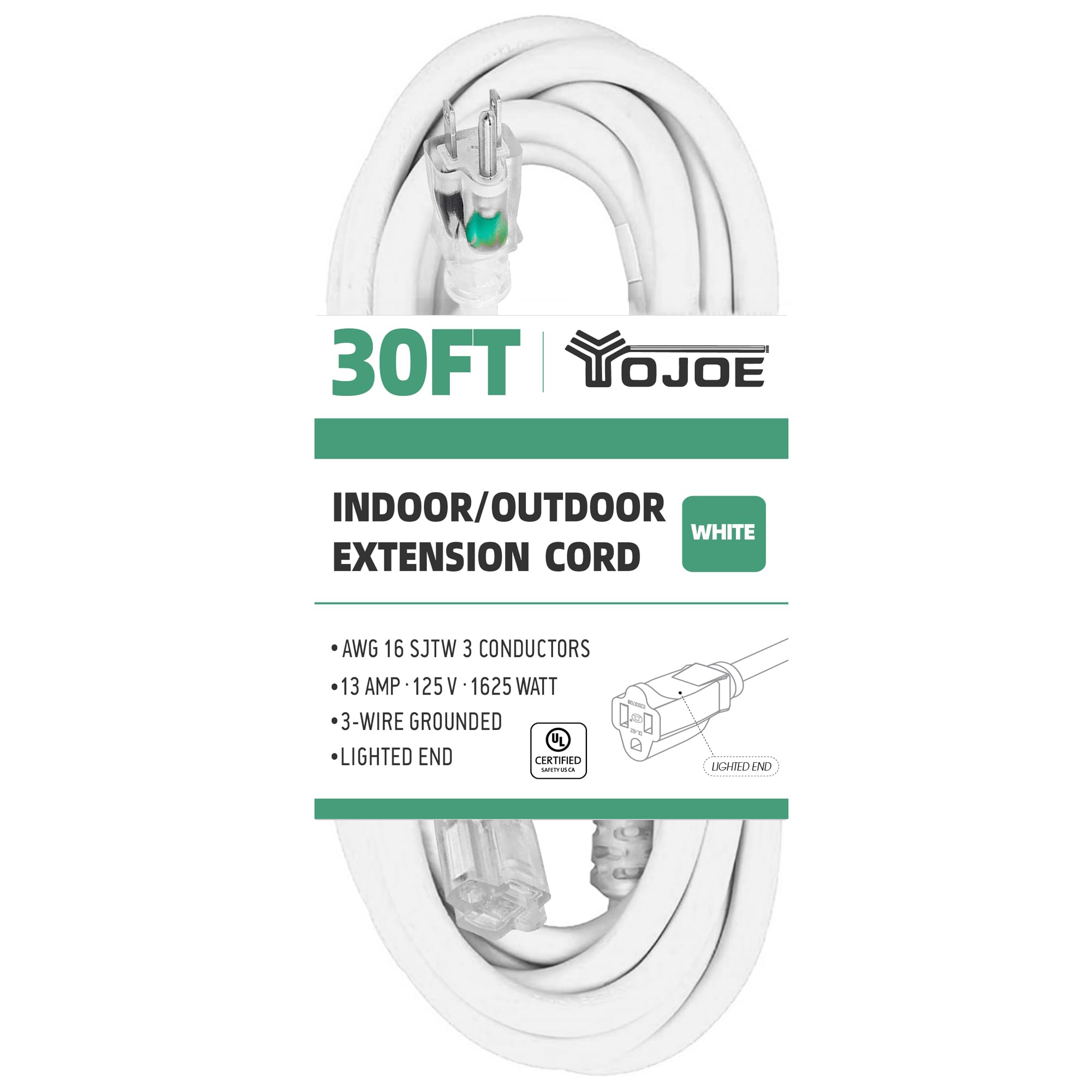 YOJOE Indoor Outdoor Extension Cord with Lighted End, 3 Prong 13A ...