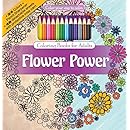 Amazon.com: Flower Power Adult Coloring Book Set With 24 Colored ...