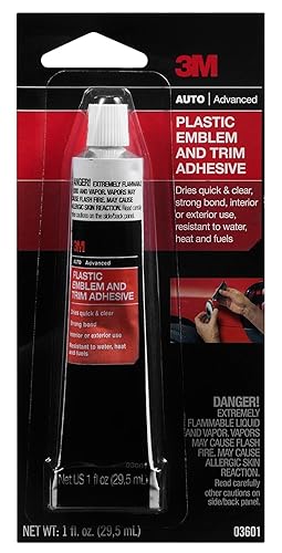3M Plastic Emblem & Trim Adhesive (03601), 1 fl oz Tube – Clear-Drying ...