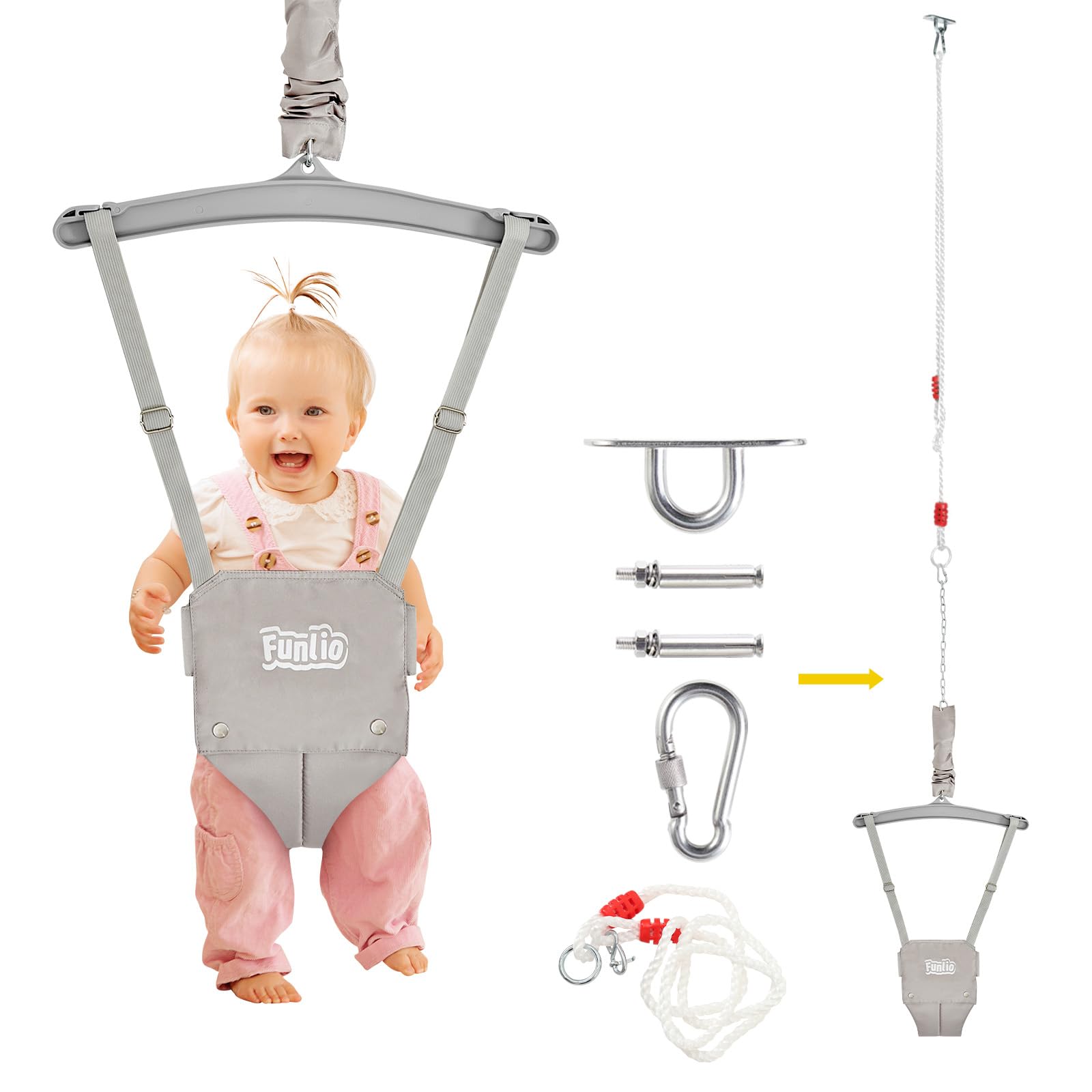 FUNLIO Baby Jumper with a Ceiling Hook for 6-24 Months, Baby Door ...