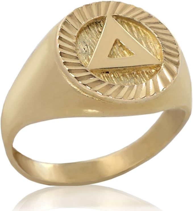 12 Step Jewelry Alcoholics Anonymous Solid 10K Gold AA 1/2" Mens ...