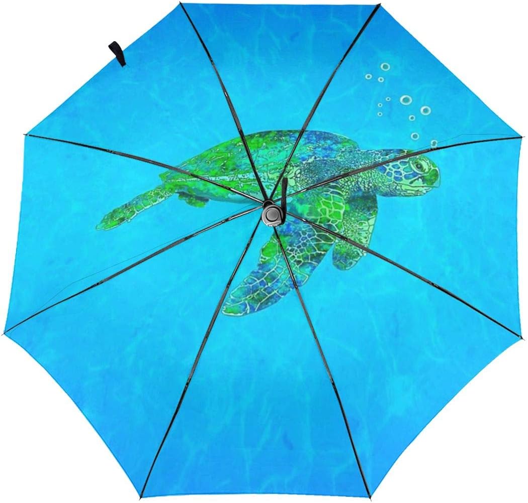 Amazon.com : Sea Creatures Turtle Windproof Automatic Folding Umbrella ...