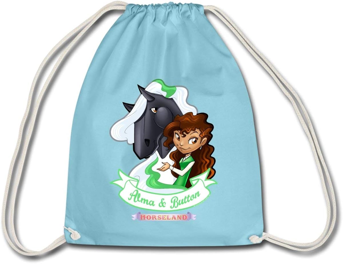 Spreadshirt Horseland Alma & Button Drawstring Bag, aqua: Amazon.co.uk ...