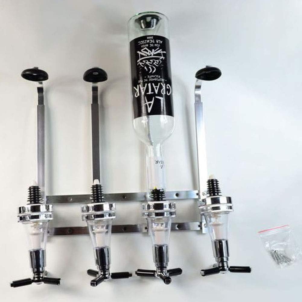 4 Bottle Spirit Drink Dispenser Wall Mounted Drinks Wine Stand Optic ...