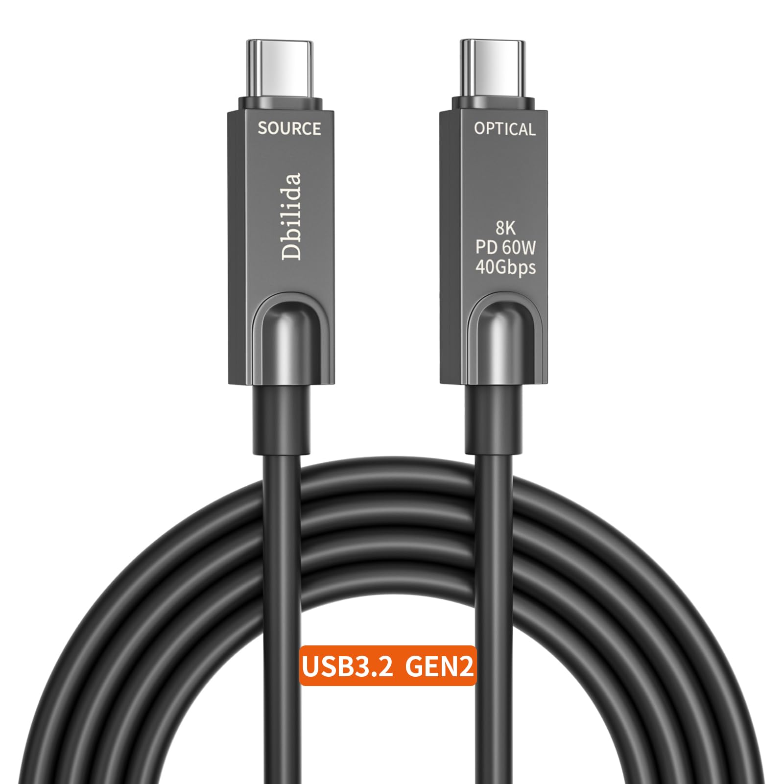 Fiber Optic USB C Cable 50 FT, 10Gbps USB 3.2 Gen 2 Cable 8K@60Hz, 4K ...