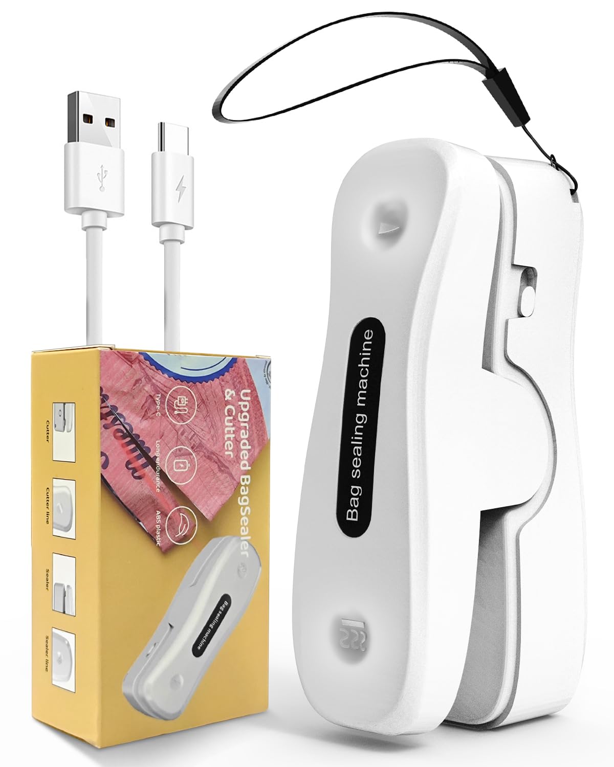 Mini Bag Sealer, Rechargeable Bag Sealer 2-in-1 Bag Sealer and Cutter ...