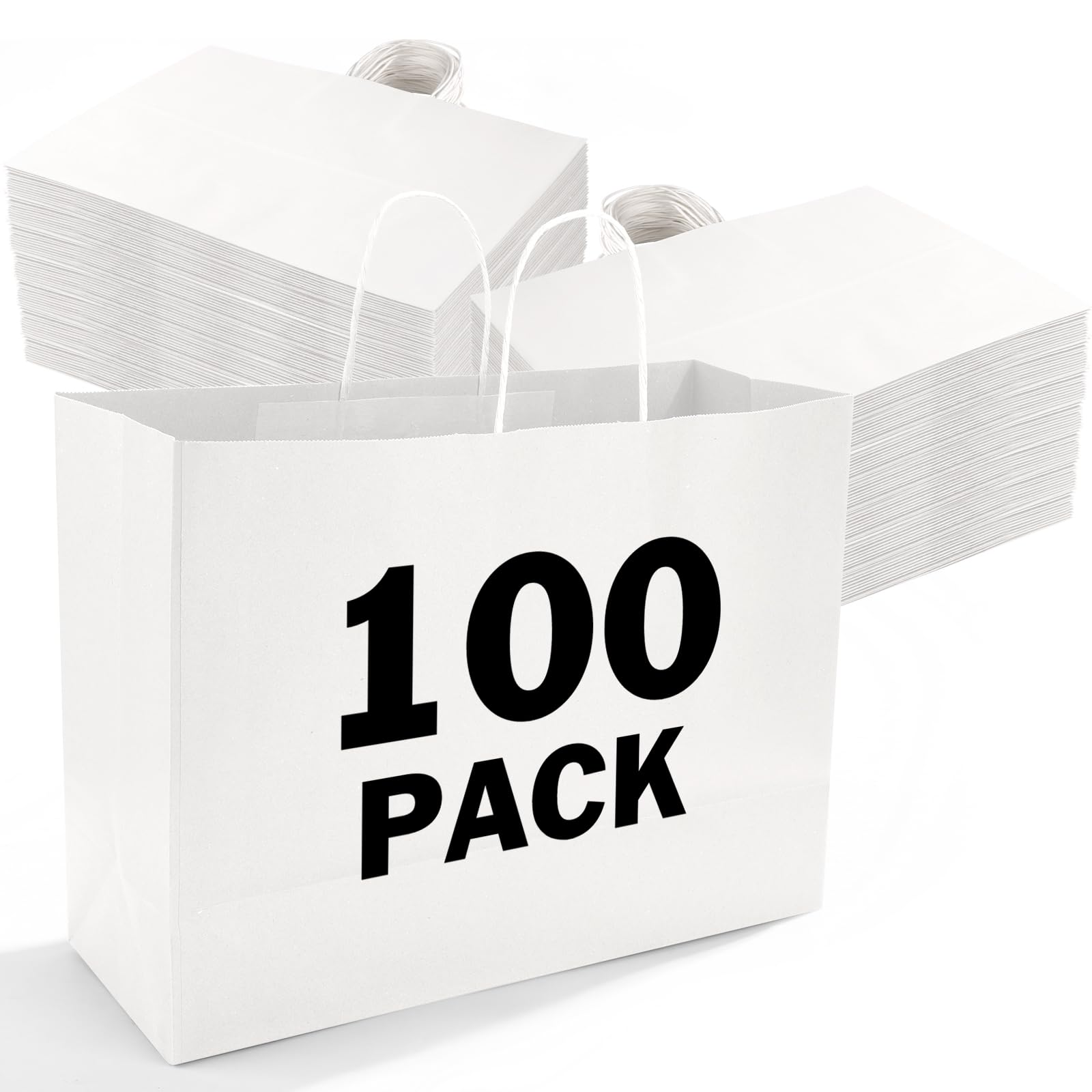 XPCARE 100Pcs 16x6x12 Inches Large Paper Bags with Handles Kraft Paper ...