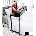 Amazon.com: Joy Overbed Table with Wheels for Full/Queen Beds | Height Adjustable Rolling Bed ...