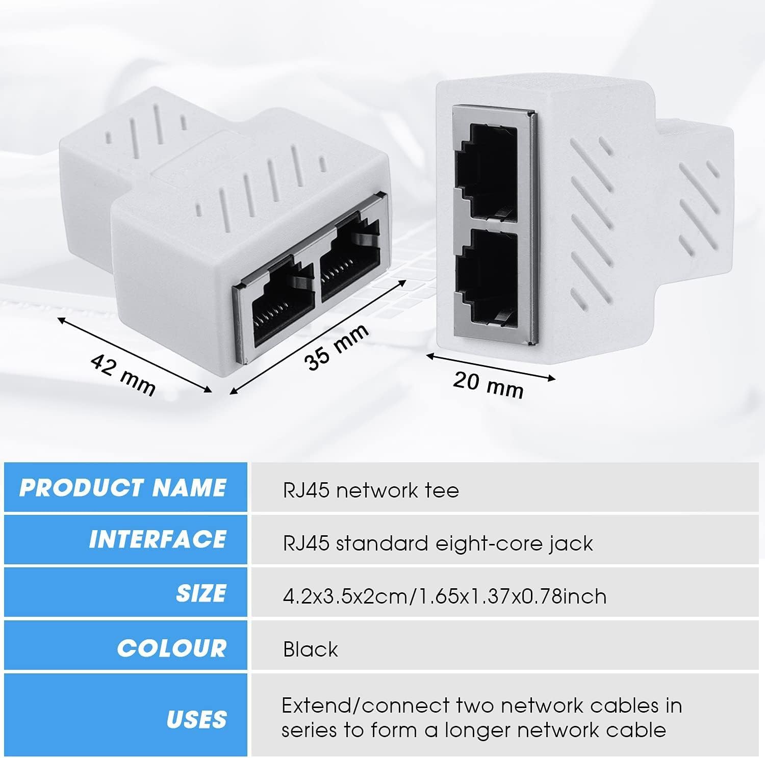 Mua VizGiz 2 Pack RJ45 Splitter 1 to 2 Port T Adapter Female Socket ...