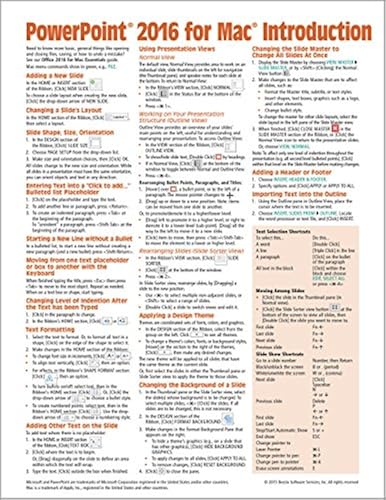 PowerPoint 2016 for Mac Introduction Quick Reference Guide (Cheat Sheet of Instructions, Tips ...