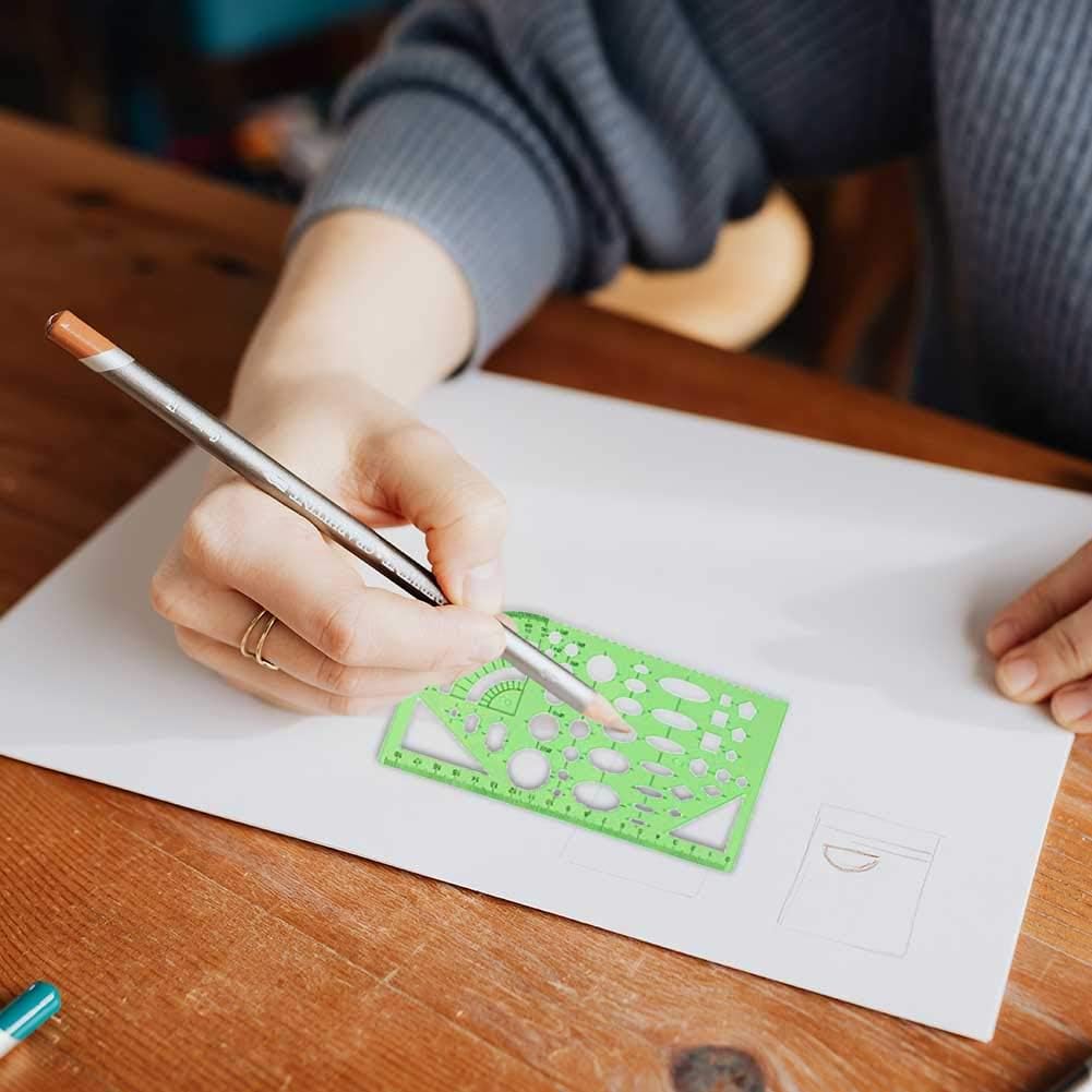 Lanzn 6 Pieces Geometric Drawings Templates Stencils Ruler Plastic ...