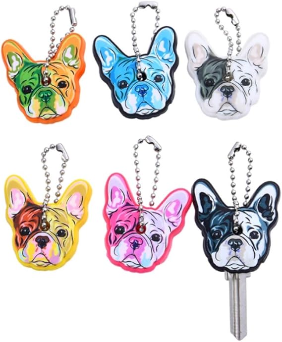 Amazon.com: Stock Show 6Pcs/Pack Cute French Bulldog Shape Silicone Key ...
