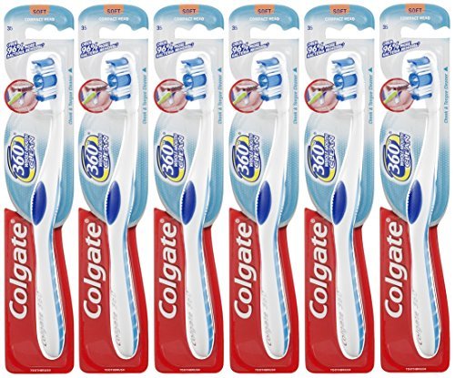 Colgate 360 Whole Mouth Clean Compact Head Soft Toothbrush (6 Pack) in ...