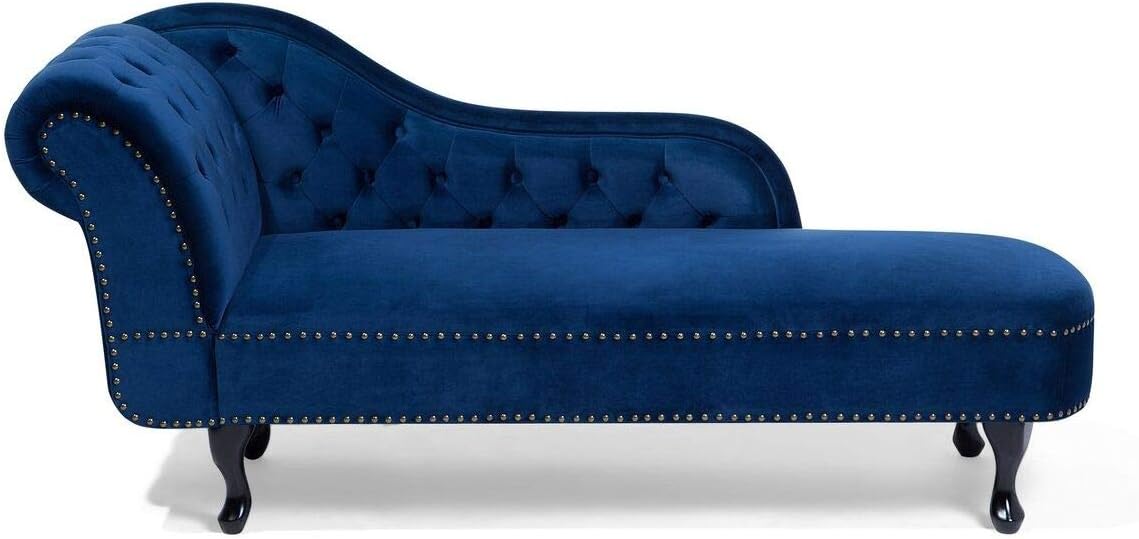 Beliani Retro Ré­ca­mi­e­re im Chesterfield Style linksseitig Samtstoff ...