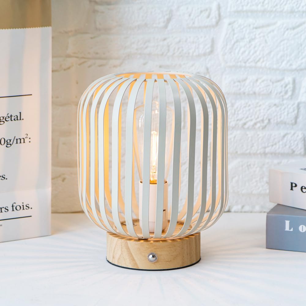 JHY DESIGN Dimmable Touch Bedside Table Lamp Metal Cage LED Lantern ...
