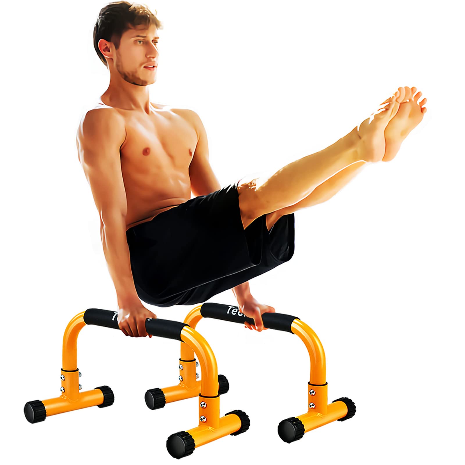 Teclor Steel Push Up Bar, 9.5in High Parallettes Bars Great for L-sit ...