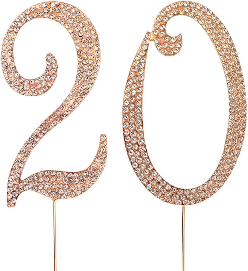 Amazon.com: MAGJUCHE Gold 20" Crystal Cake Topper, Number 20 ...