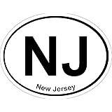 Amazon.com: EW Designs New Jersey State Oval Sticker Decal Vinyl NJ ...