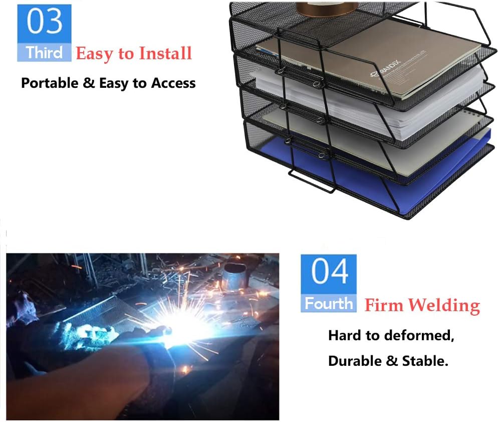 Stackable Document Letter Tray Desk Front Loading Organizer Mesh ...