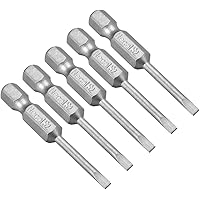 uxcell 5 Pcs 2.5mm Slotted Tip Magnetic Flat Head Screwdriver Bits, 1/4 Inch Hex Shank 2-inch ...