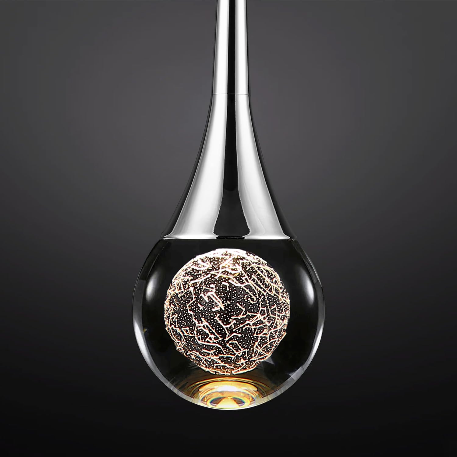 Untrammelife 1-Light Silver Teardrop Crystal Pendant Light, 3-Color ...