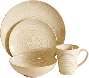 Amazon.com | Tag Ringlet Stoneware 16-Piece Dinnerware Set Service for ...