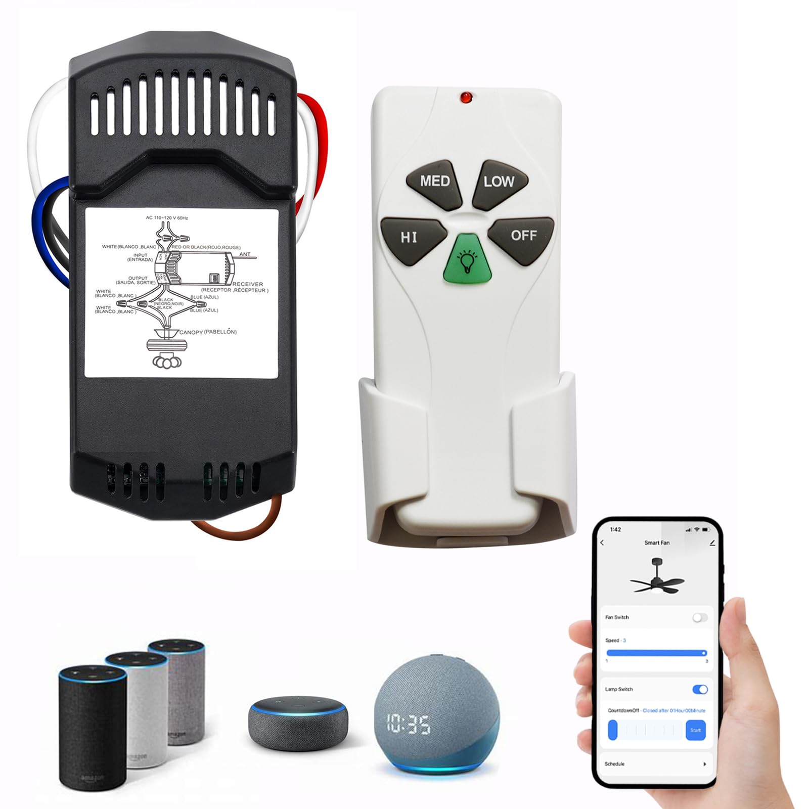 Universal Smart WiFi Ceiling Fan Remote Control Kit, Compatible with ...
