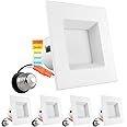 LUXRITE 4 Inch Square Recessed LED Can Lights, CCT Color Temperature ...