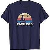 Amazon.com: Cape Cod MA T-Shirt Vintage Sailboat 70s Throwback Sunset T ...