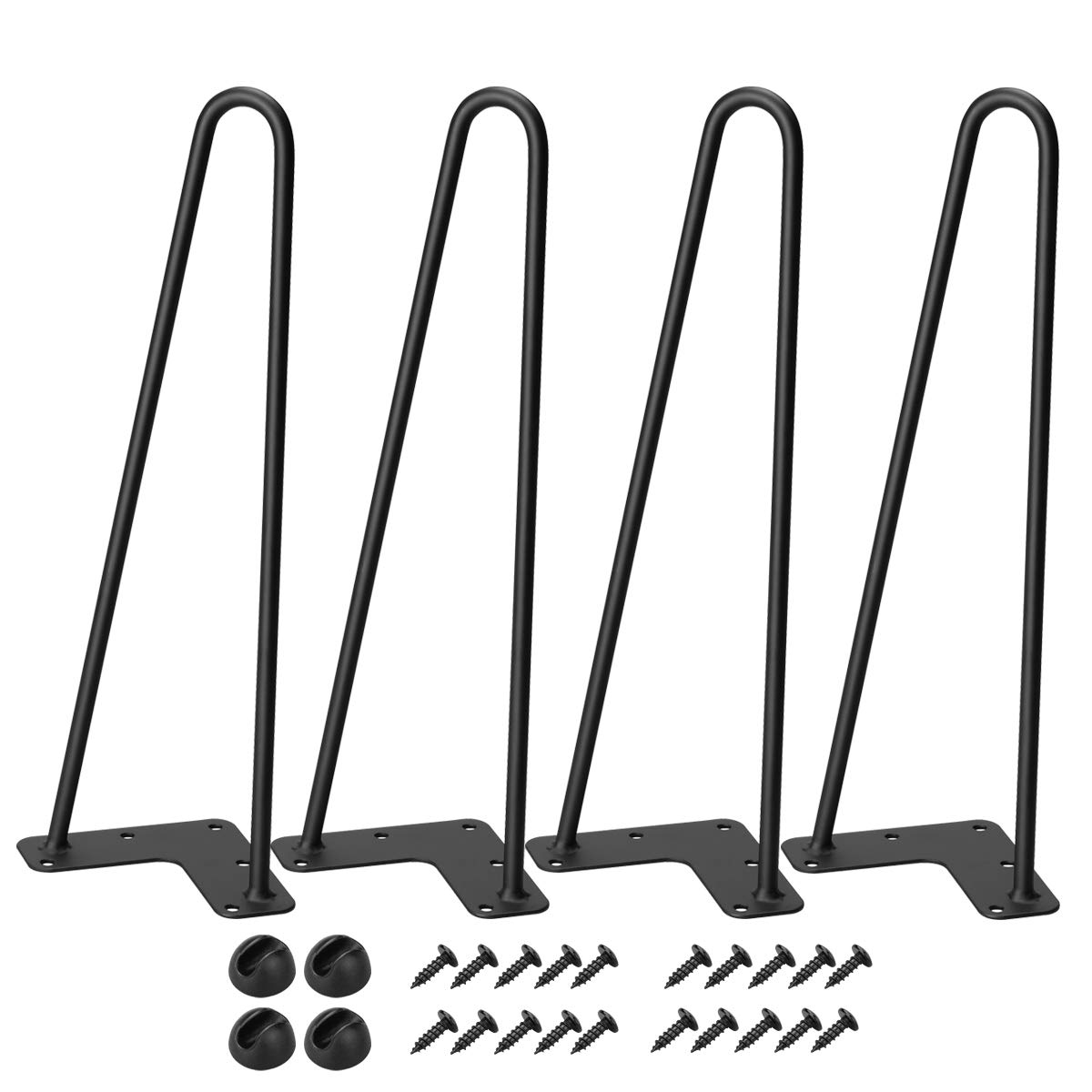 TE DEUM 14 Inch Satin Black Hairpin Legs (Set of 4 Heavy Duty 2 Rods ...