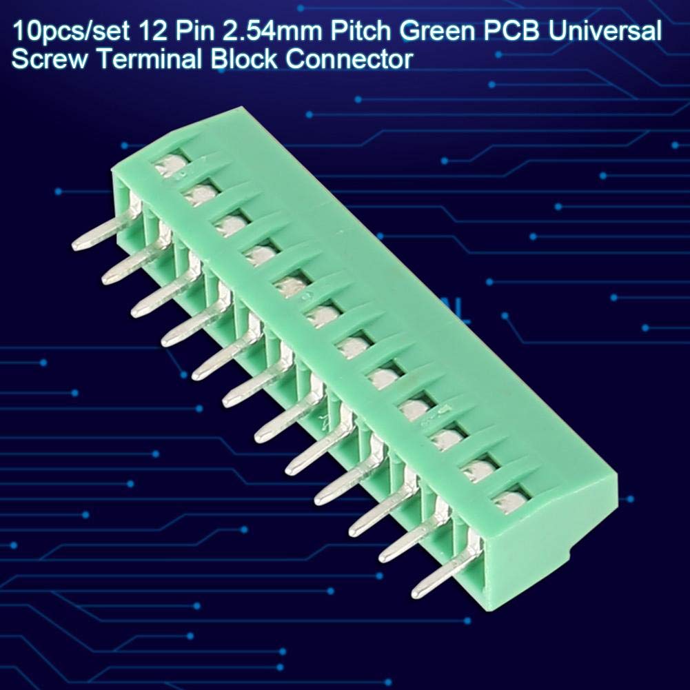10Pcs/Set 12 Pin PCB Pitch Universal Screw Terminal Block Connector 2 ...
