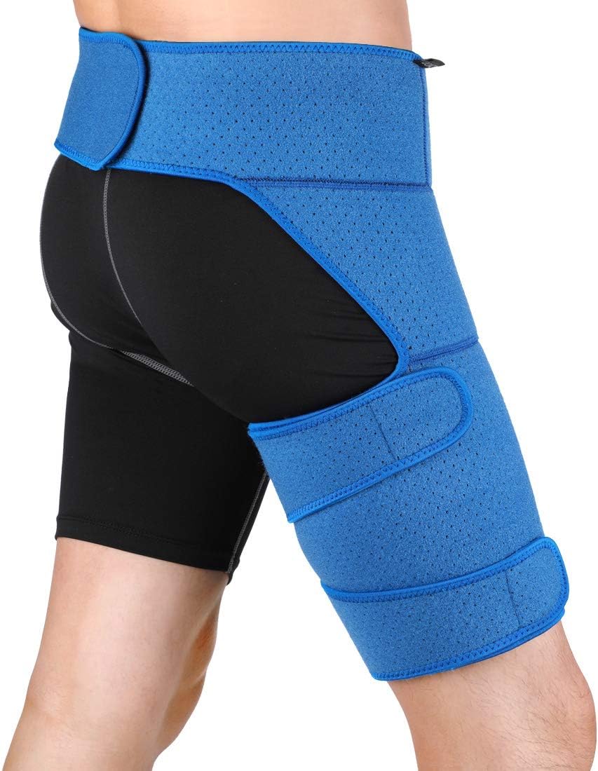 Groin Support Wrap Compression Hip Brace Thigh Sleeve Adjustable Pain ...