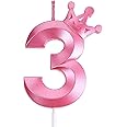 Amazon.com: Pink Number 3 Birthday Candle丨3rd Birthday Party Pink Theme ...
