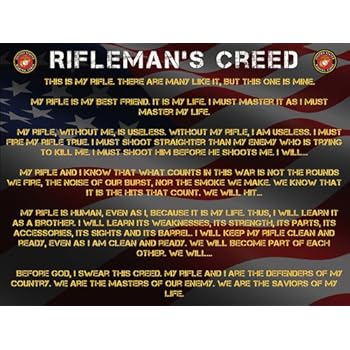 Amazon.com: Marines Rifleman's Creed Poster 24x36 USMC Military Gift ...