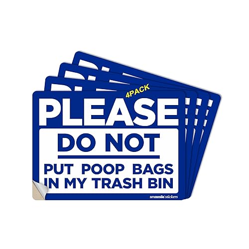 Please Do Not Put Poop Bags in My Trash Bin Sign Stickers 4 Pack 5"x7 ...