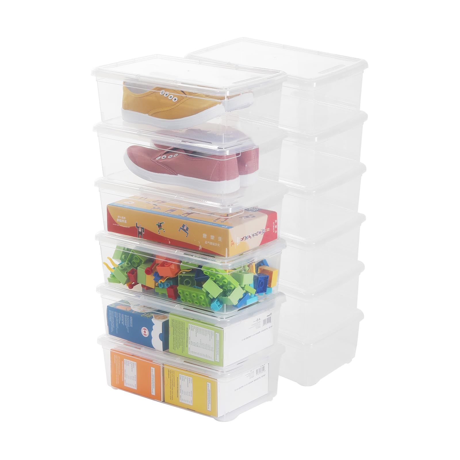 Naivees Shoe Storage Box Clear Plastic Stackable Storage box with Lid ...