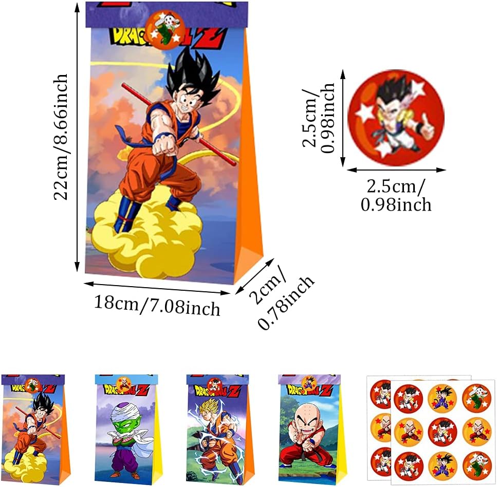 REYOK 12pcs Dragon Ball Party Gift Bag Birthday Candy Bags Wukong Paper ...