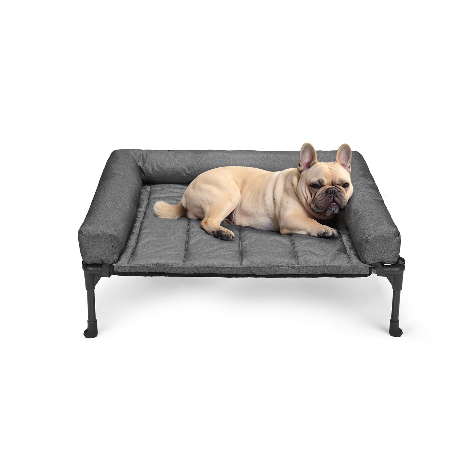 Veehoo Cooling Elevated Dog Bed Add Removable Waterproof Bolster ...