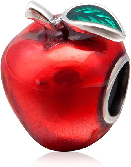 MEETCCY Original 925 Sterling Silver Red Enamel Apple Charms Lucky ...