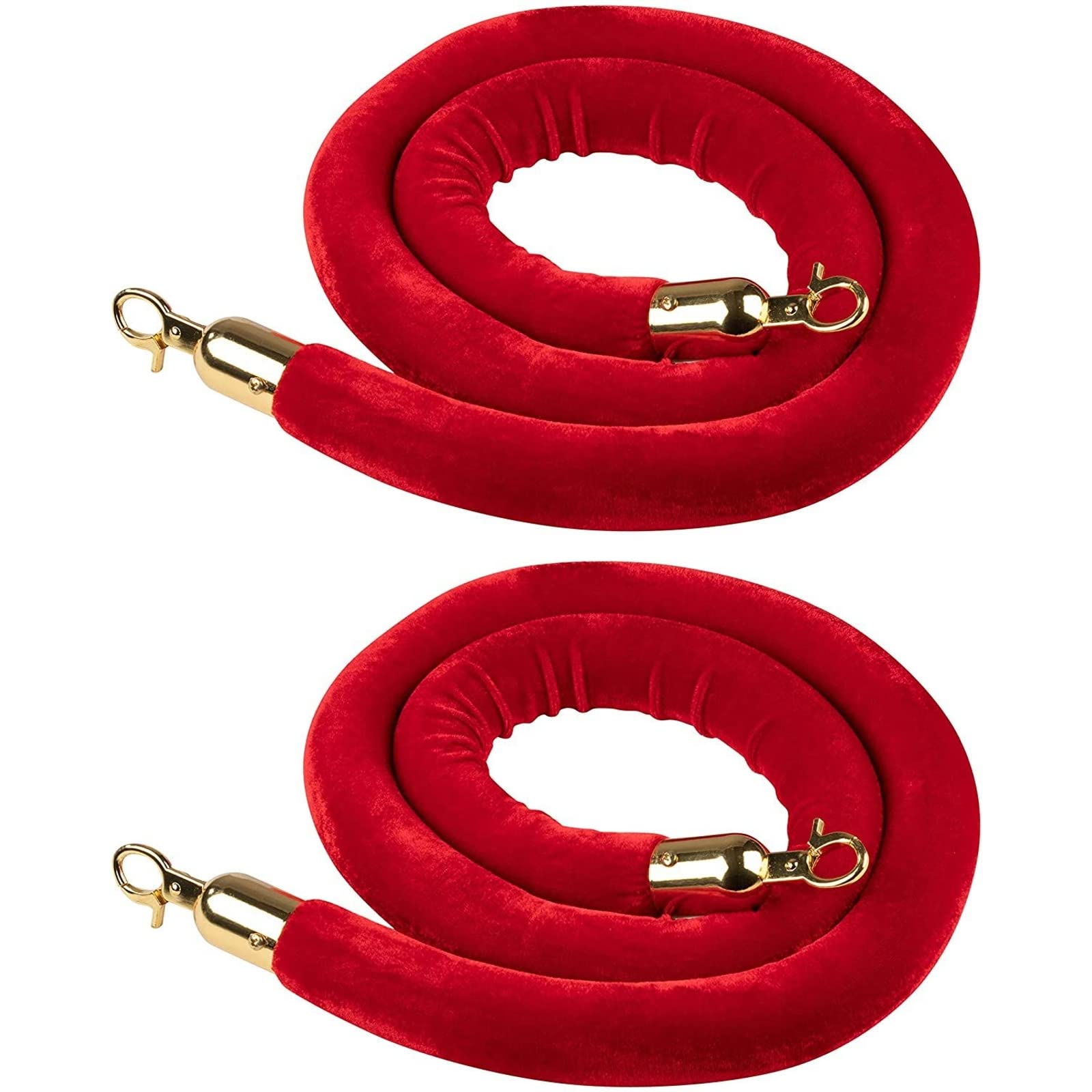 Juvale Set of 2 Red Velvet Stanchion Rope, 5-Foot Crowd Control ...