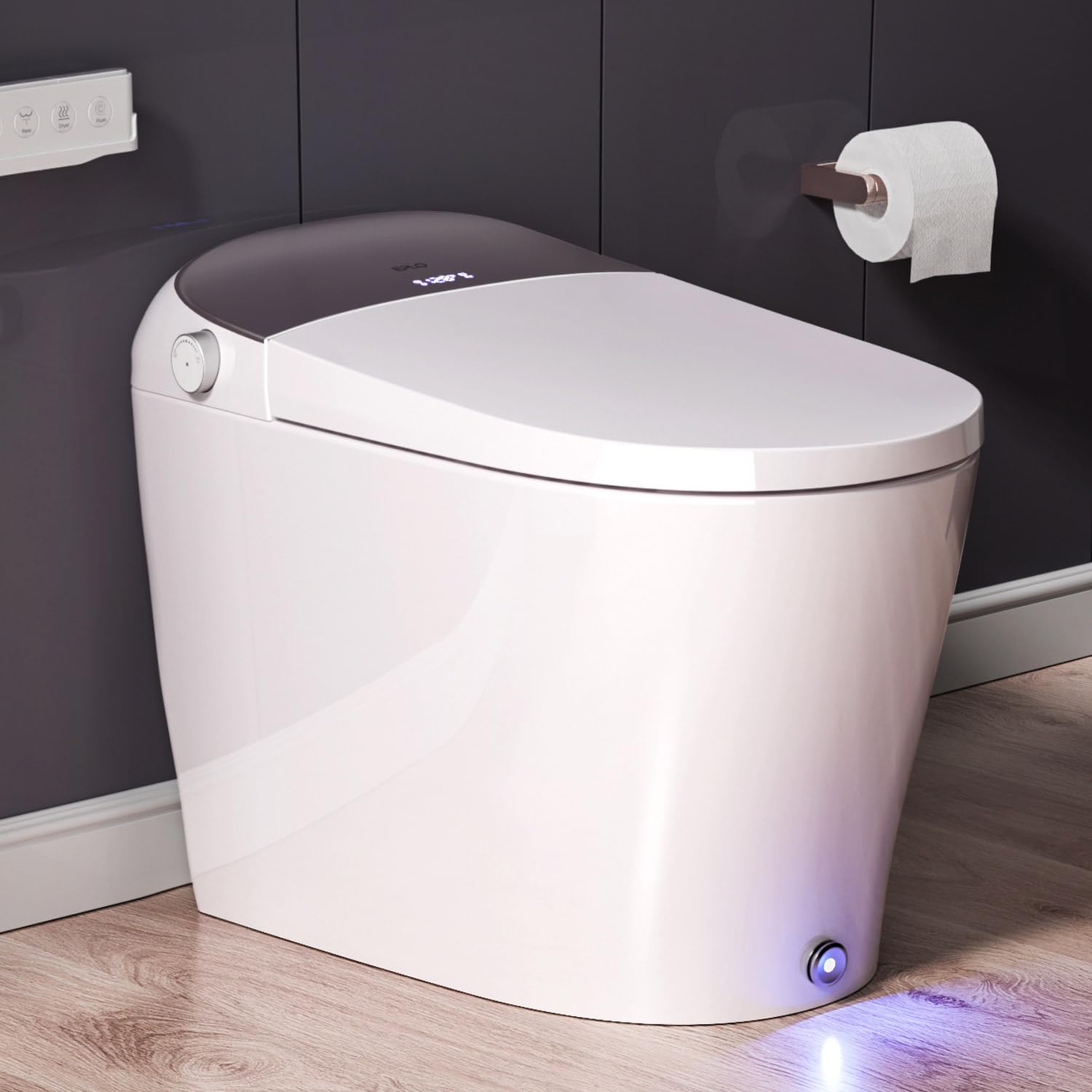EPLO Smart Toilet Heated Seat,Off-seat Auto Flush,Foot Kick Flush ...